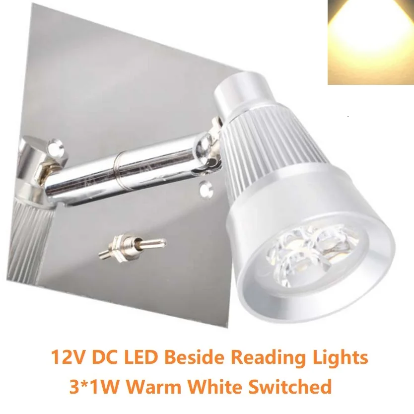 DC12V/24V LED Swivel Reading Lights Warm/Pure White Bedside Rotate Wall ...