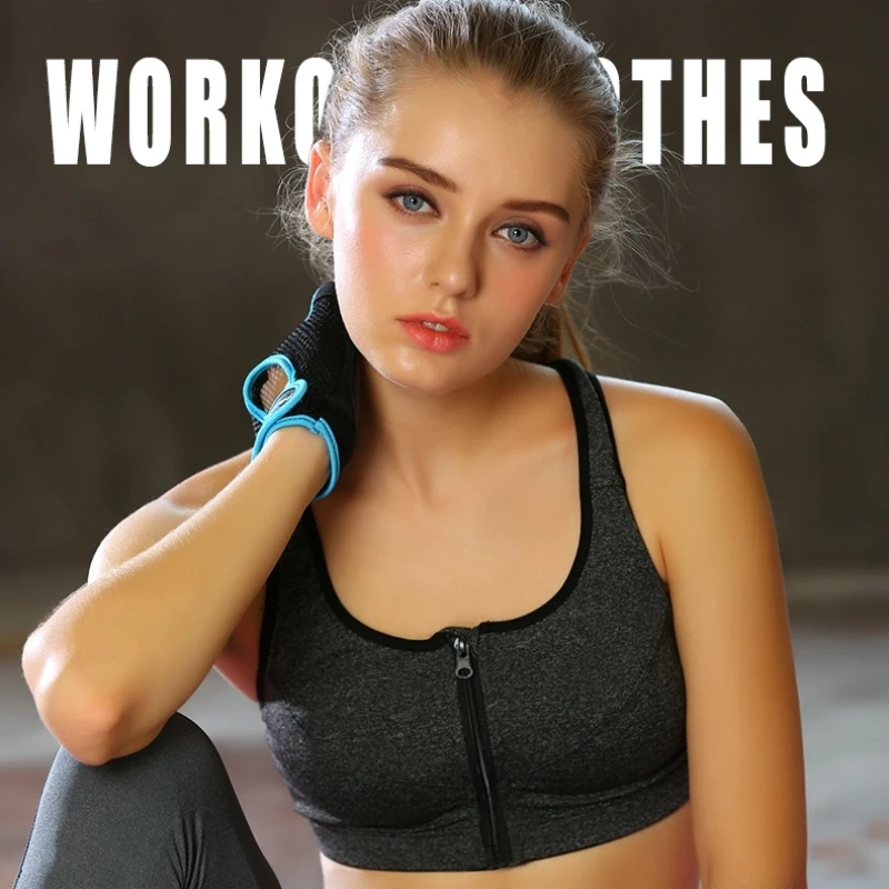 Top Quality Pro Women Chest Open Zipper Sporting Bra Shockproof ...