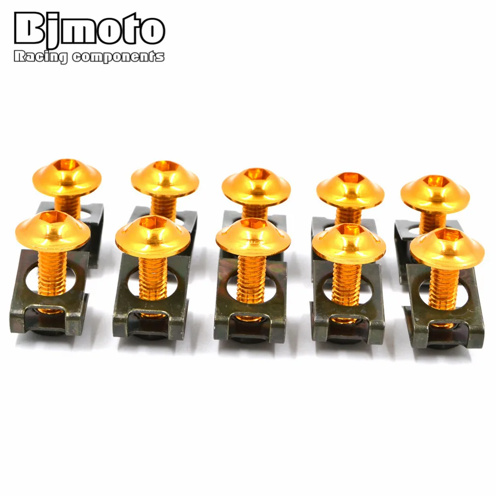 10PCS 6M Universal Aluminum Motorcycle Fairing Body Spring Bolts Nuts ...