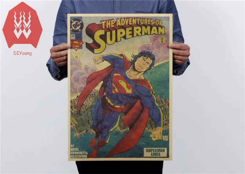 Vintage Style Poster decorative painting Retro Paper Posters SUPERMAN ...