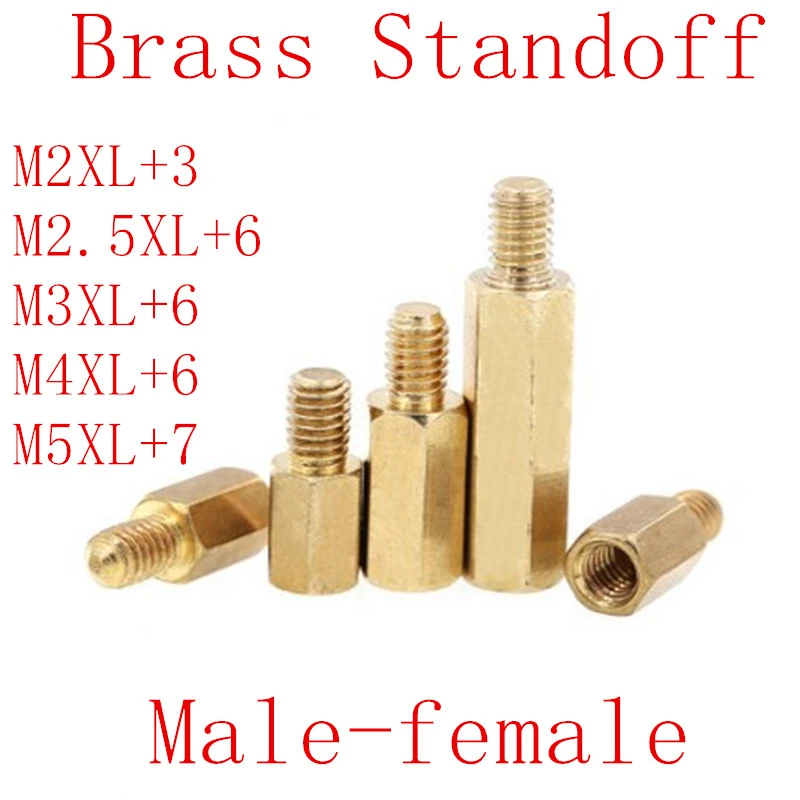 5-50pcs Hex Male to Female M2 M2.5 M3 M4 M5 M6 brass standoff spacer ...