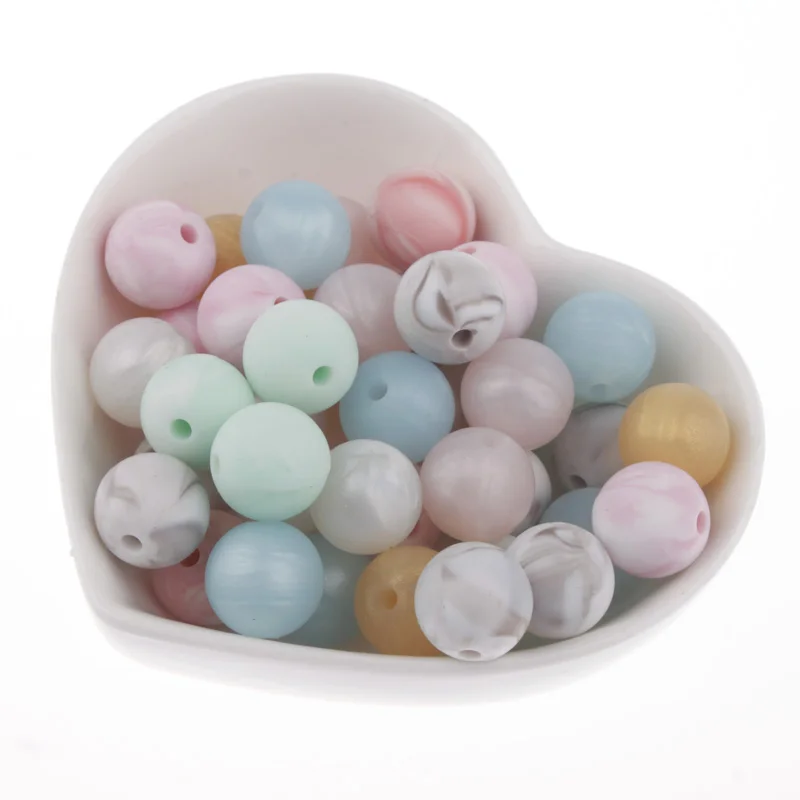 50PC-Silicone-Teething-Beads-Marble-Metallic-Round-Baby-Teether-Bead ...
