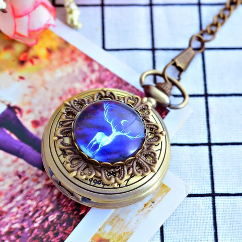 AISMEI Large quartz pocket watch for men and women gifts of deer watch ...