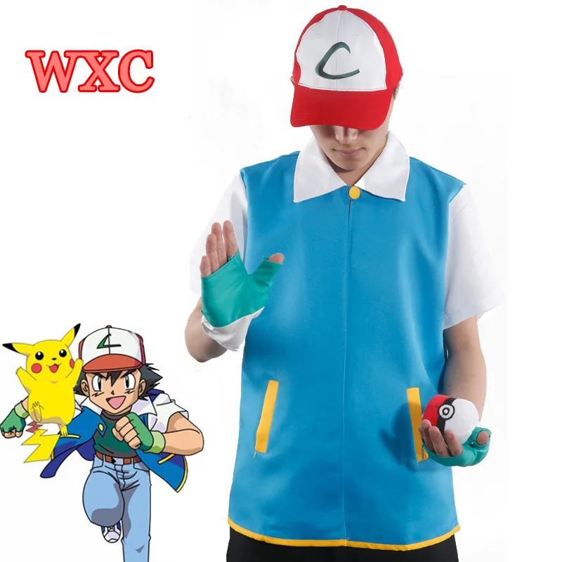 Pokemon Ash Ketchum Trainer Cosplay Costume Japan Anime Monster Pocket ...