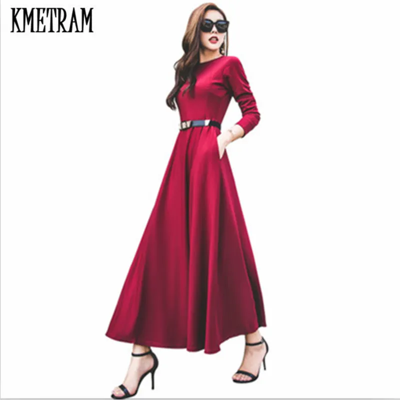 KMETRAM 2018 Autumn Winter Evening Party Dresses Sexy Red Dress Women ...