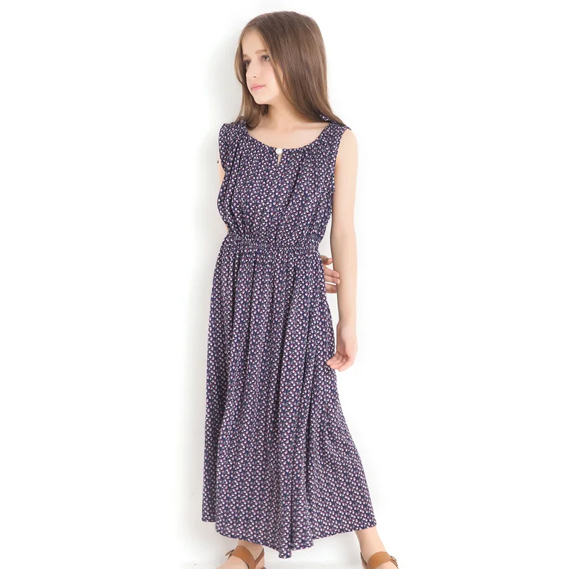Sleeveless Print Long Dress Little Girls Summer Autumn Dress age 6 8 10 ...