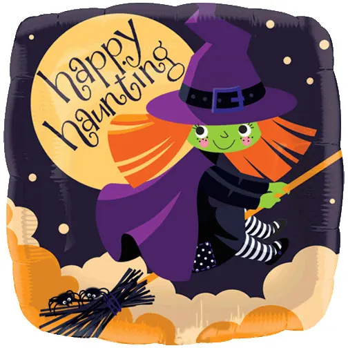 5pcs/lot 18 inch Cute Witch Halloween Foil Balloons Cartoon Square ...