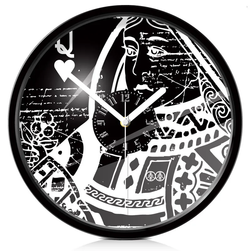 Creative Art Playing Card Wall Clock Classic Queen Pattern Wall Clock ...