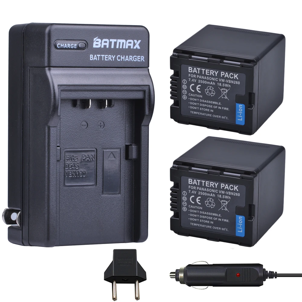 2Pcs-2500mAh-VW-VBN260-VW-VBN260-Battery-Charger-Kits-for-Panasonic-VW ...