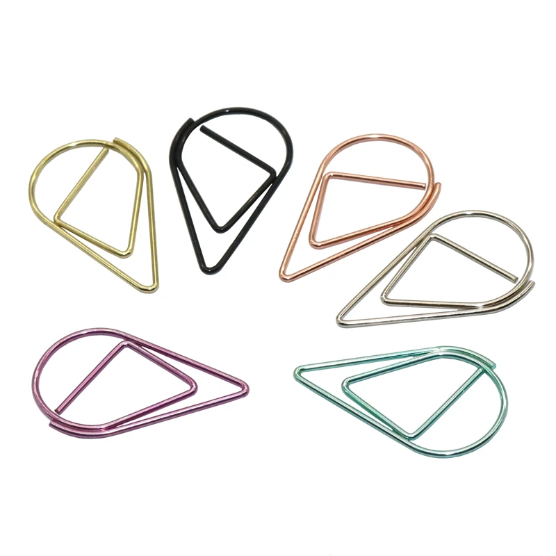60 Pcs 6 Colors Metal Material Drop Shape Paper Clips Funny Kawaii ...
