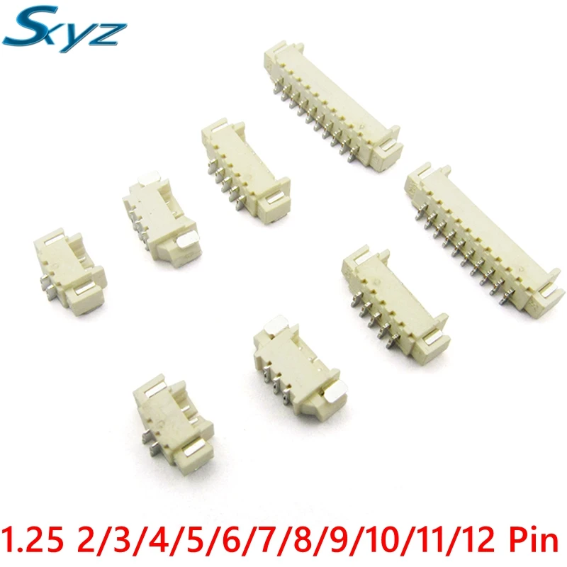 1.25 2/3/4/5/6/7/8/9/10/11/12 Pin 1.25mm Pitch Right Angle SMT SMD Male ...