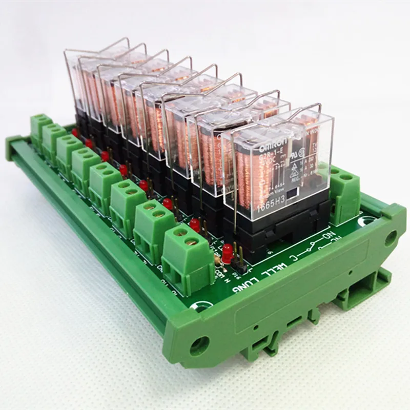 8 Channels 1no+ 1nc Din Rail Mount 16a Power Relay Interface Module ...