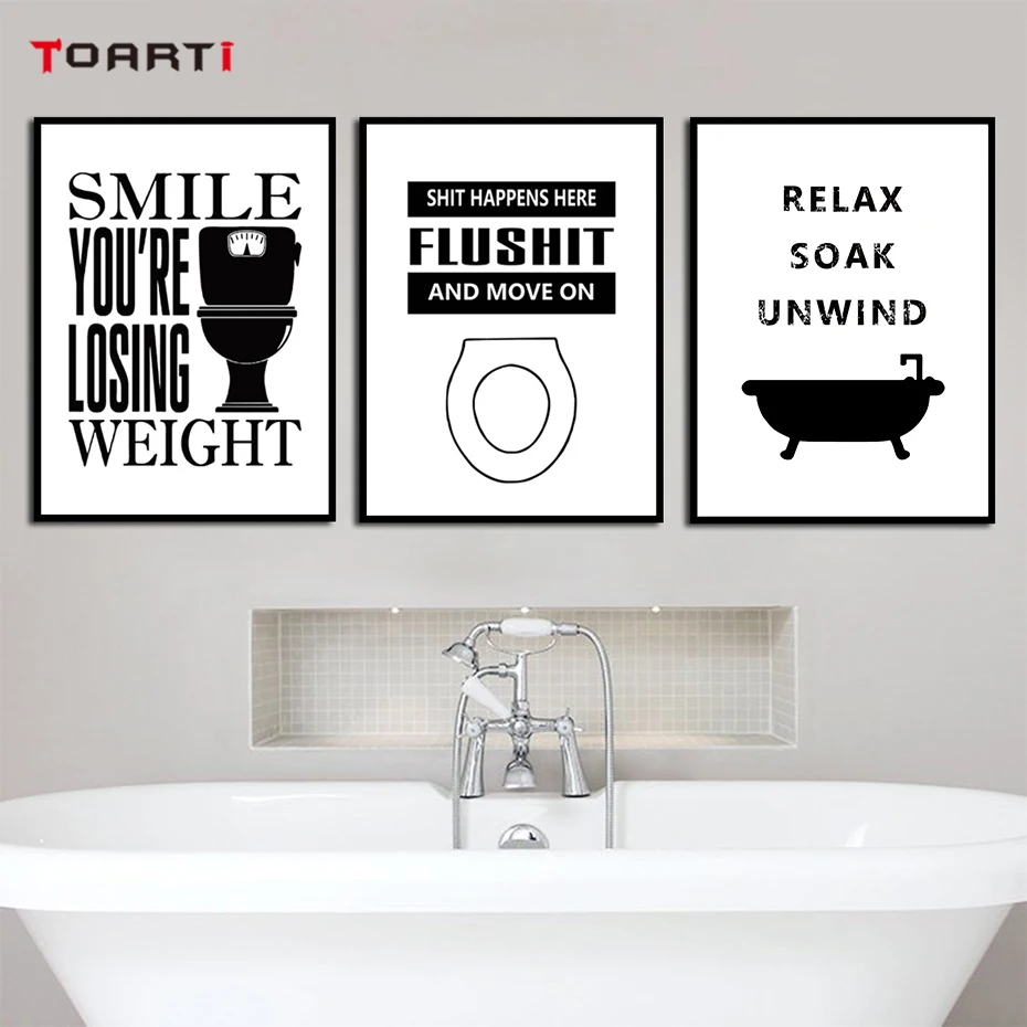 Modern funny restroom life note tips wall art painting bathroom ...