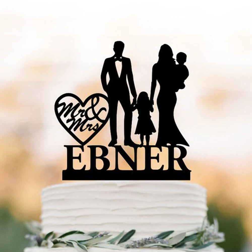 silhouette cake Family wedding cake topper topper with boy cake topper ...