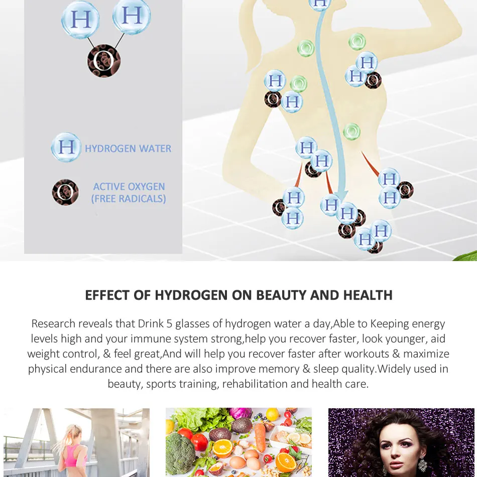 Spe+pem Membrane H2 Rich Hydrogen Water Generator Bottle Remove ...