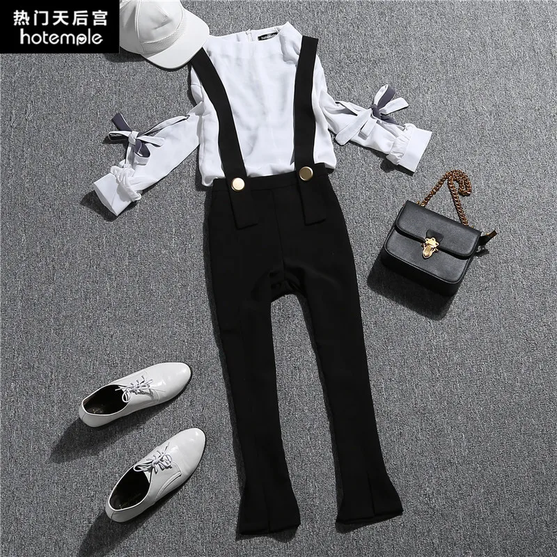 New Arrival Women Suits Two Pieces Of T shirt And Straps Pant Set ...