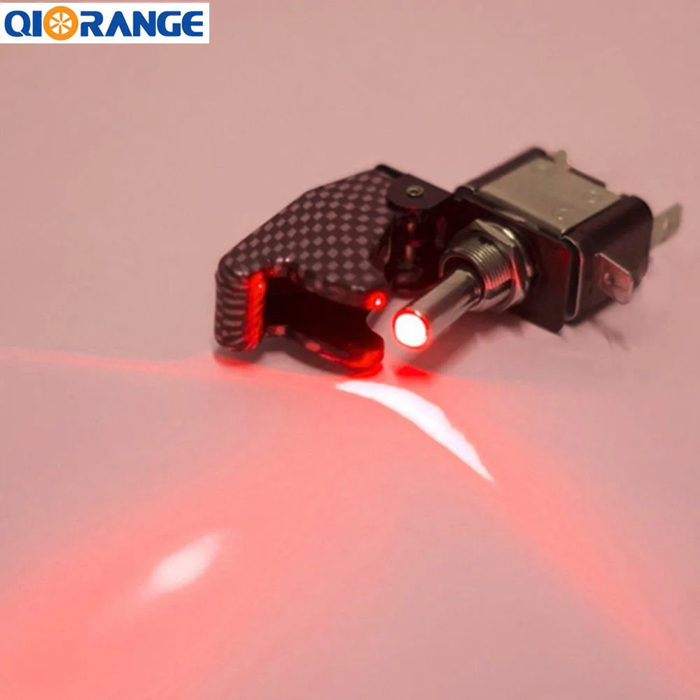 QIORANGE 12V 20A RED Illuminated LED switch with Aircraft Missile Style ...