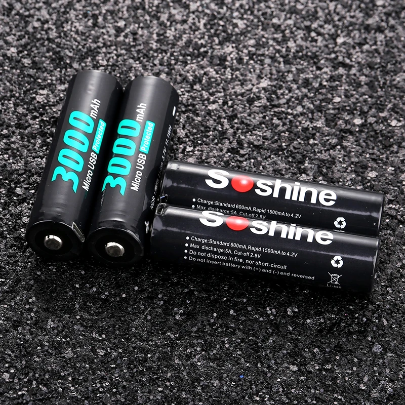 Soshine 16850 USB Высокая мощность 3,7 V 3000mah литиевая USB ...