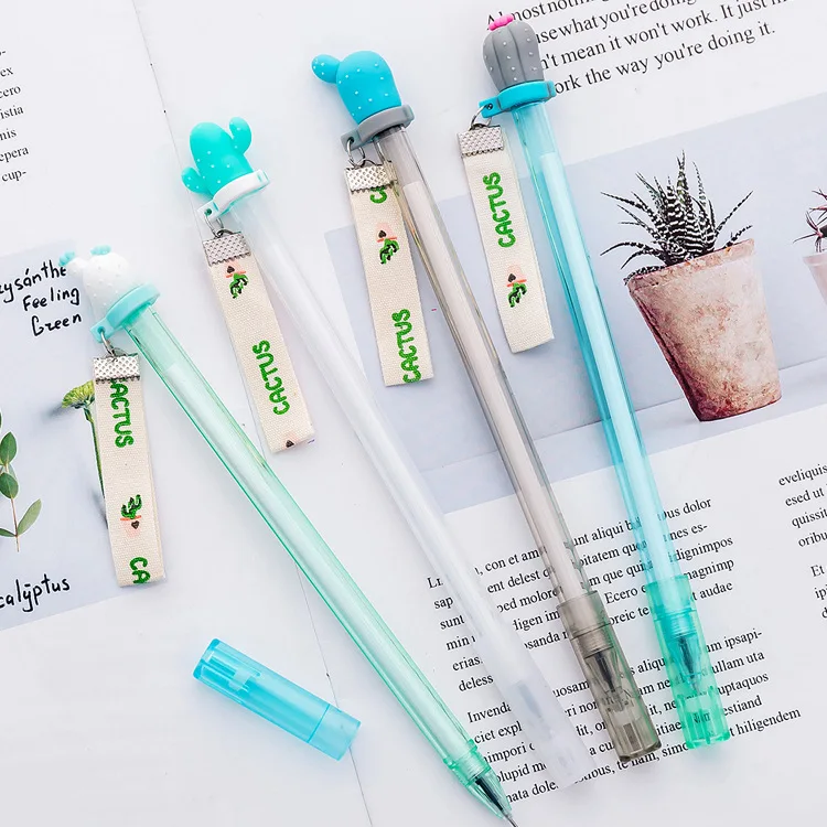 New Kawaii Cactus Gel Pens Cartoon Green Plants Fresh Pen for School ...