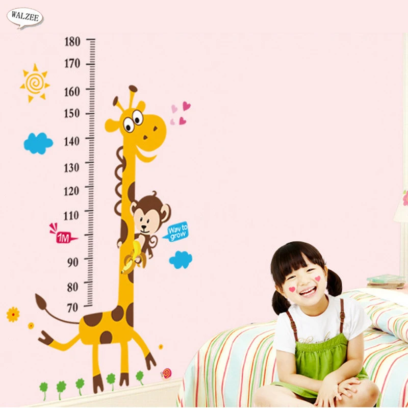 Cartoon Giraffe measure growth Chart Wall Sticker Decor Kid Height ...