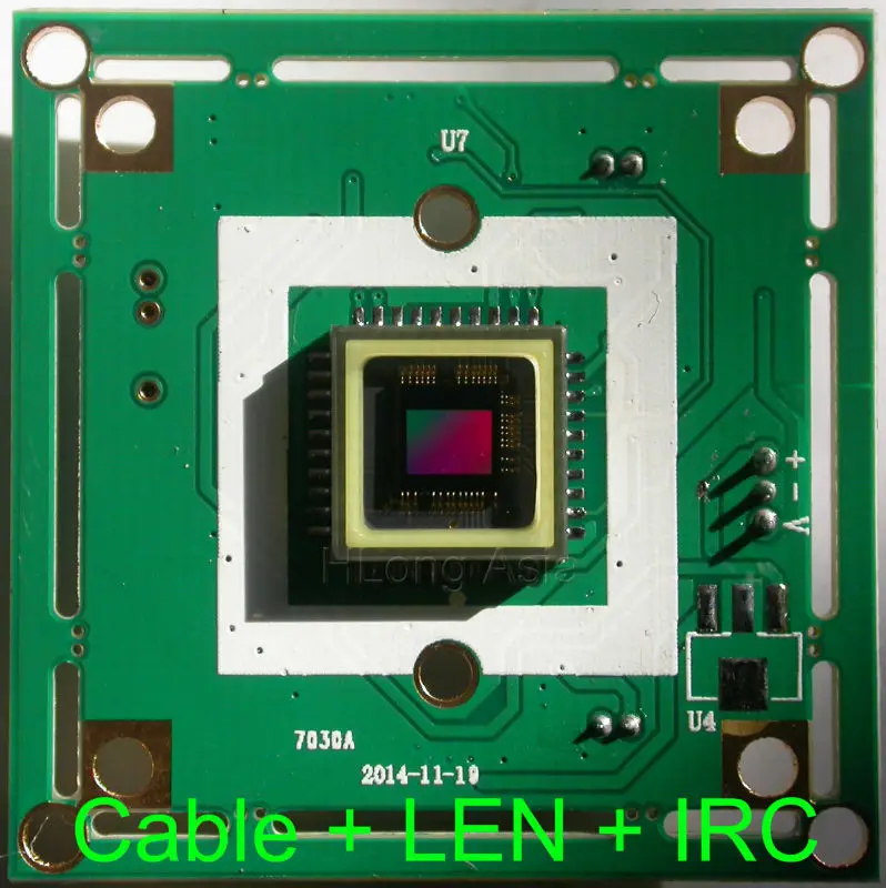 600TVL 1/4" CMOS Pixelplus PC7030 image sensor CCTV camera module chip board with cable + LEN ...