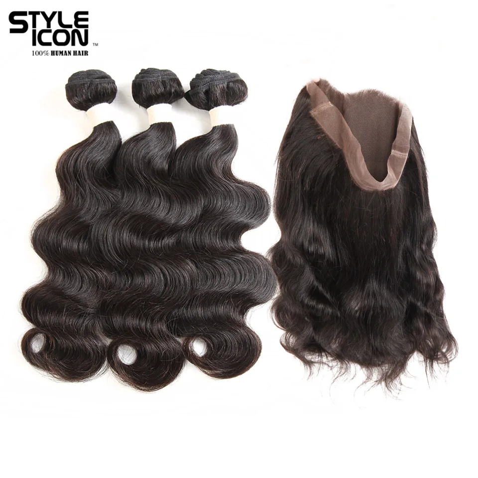 Styleicon 360 Lace Frontal With Bundle Non Remy Peruvian Hair Body Wave ...