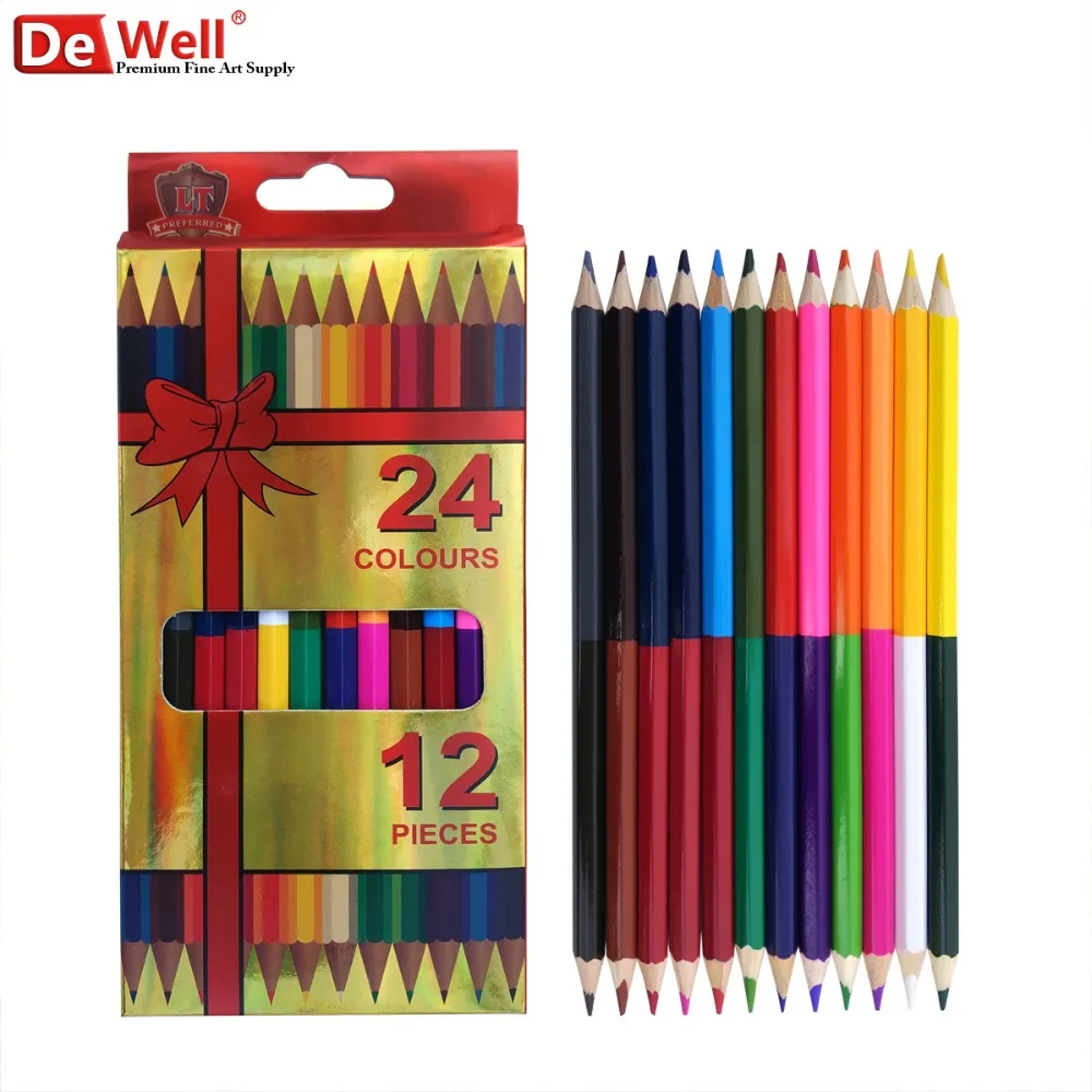 Double Side Kids 24 Colored Pencils Lapis De Cor School 12 Color Pencil ...