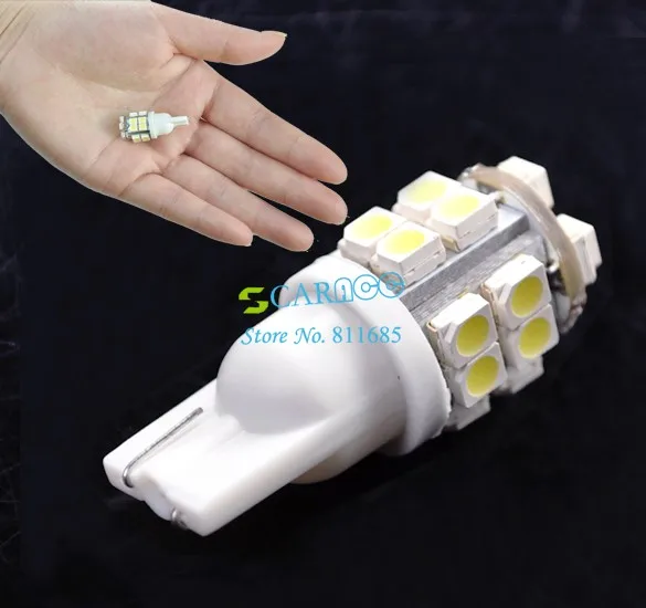 Powerful SMD3528 20 LED 2x T10 Car Bulb Wedge Light Inverted Side 12V ...