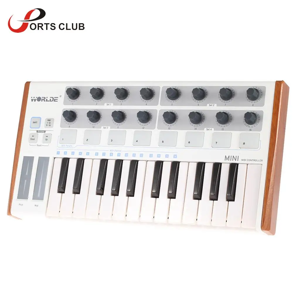 Worlde Mini controlador de teclado MIDI de 25 teclas, portátil, de alta ...