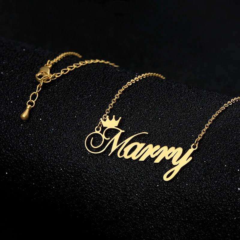 Personalized Name Crown Necklace Handmade Customized Cursive Font ...