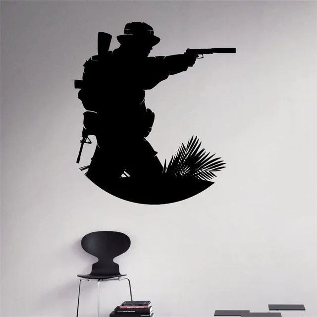 Military Soldier Vinyl Decal Marines Wall Sticker Army Home Wall ...