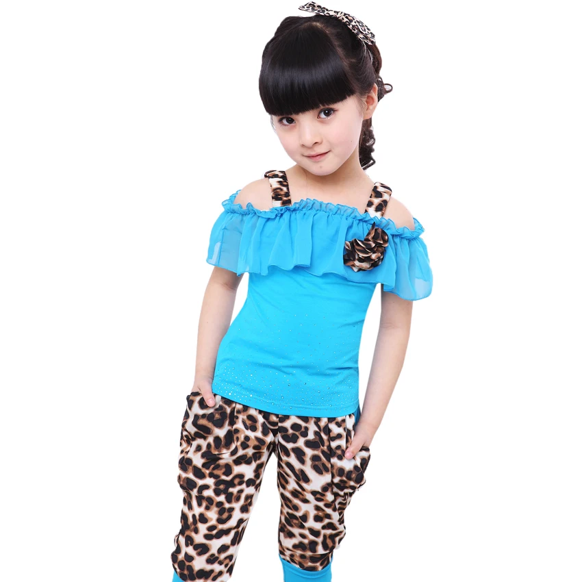 Girls Clothing Sets New 2017 Summer Cotton Chiffon Patchwork Vest ...