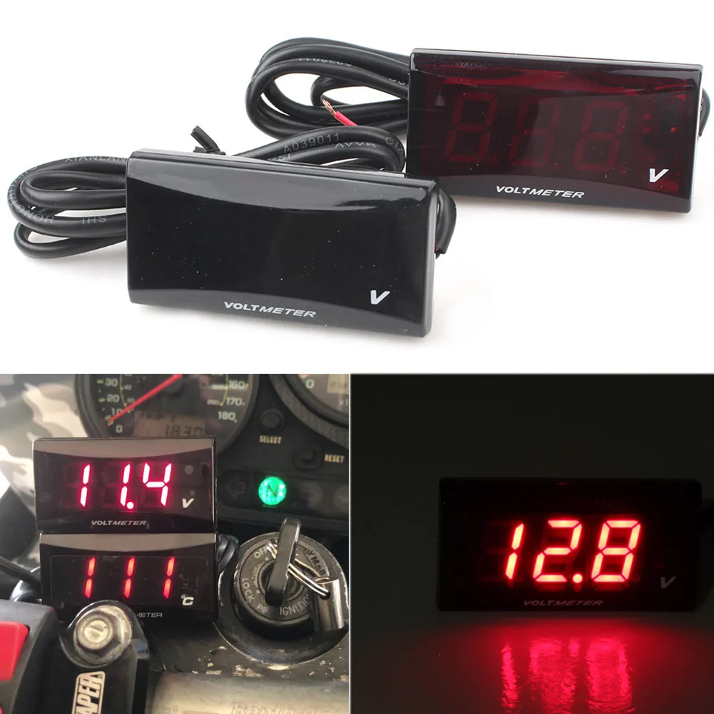 Motorcycle-Voltmeter-Mini-LED-Digital-Voltage-Meter-Warning-Gauge ...