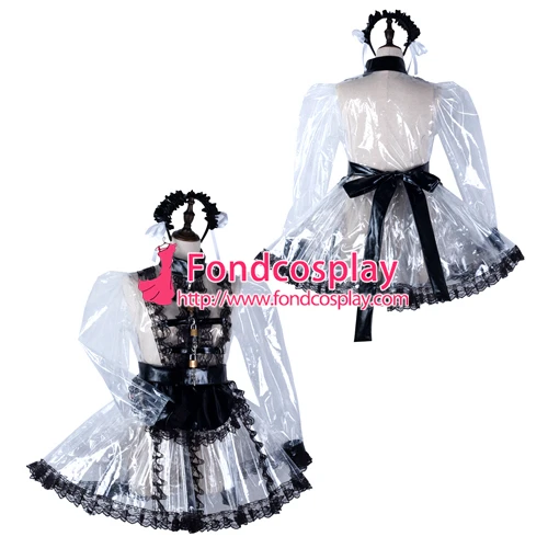 Sissy maid clear pvc dress lockable Uniform cosplay costume Tailor made ...