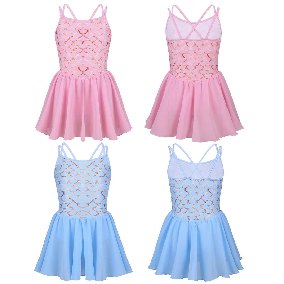 TiaoBug Girls Spaghetti Straps Ballet Tutu Dress Gymnastics Leotard ...