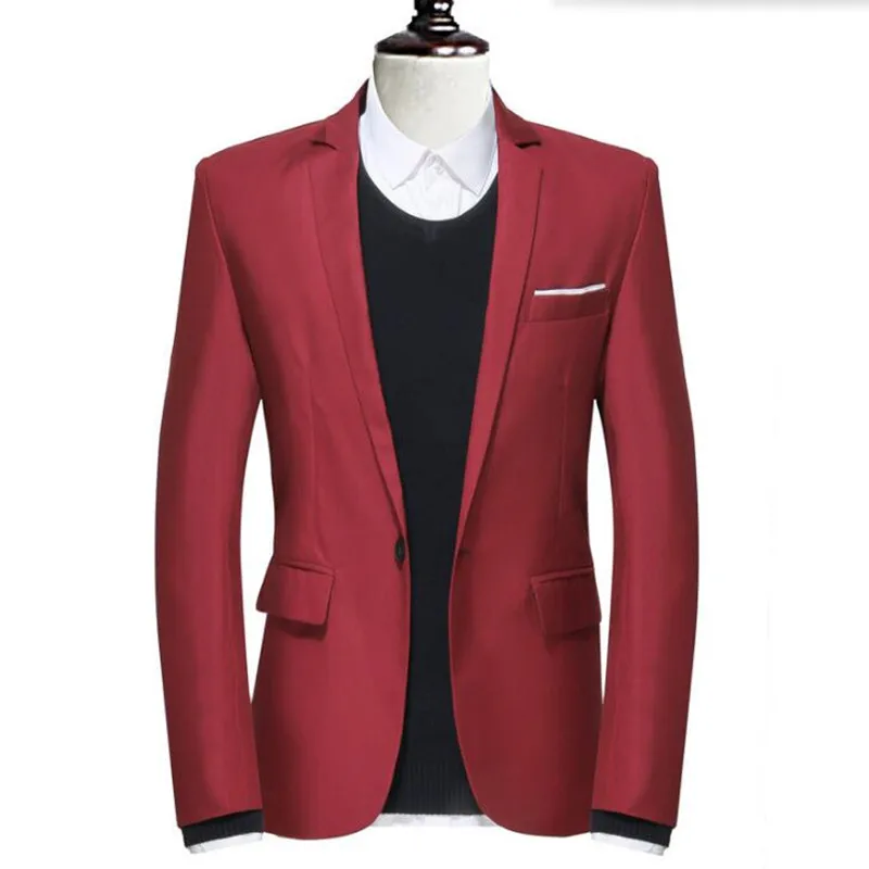Tailor made men suits jacket pure color one button formal work suits ...