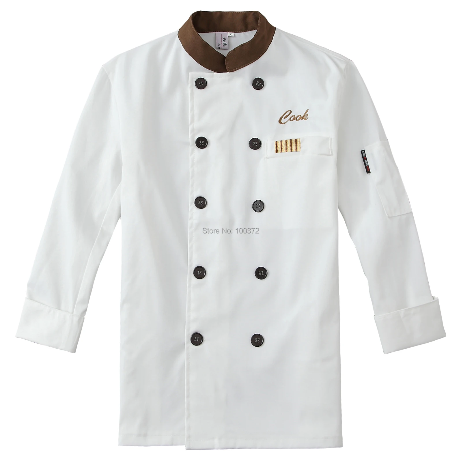 chef uniform Coffee collar Tooling uniform male cook suit long sleeve ...