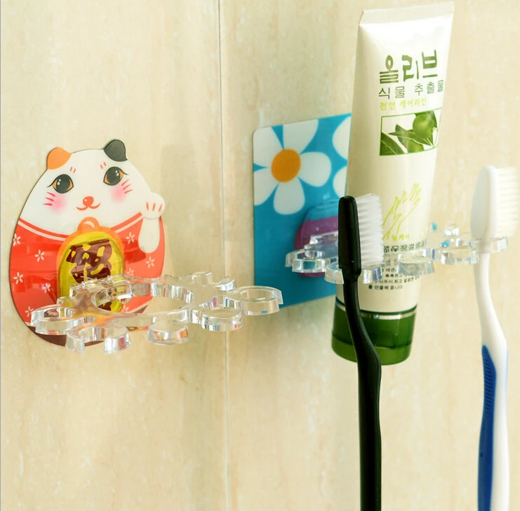 Creative cartoon Seamless magic wall suction toothbrush holder ...