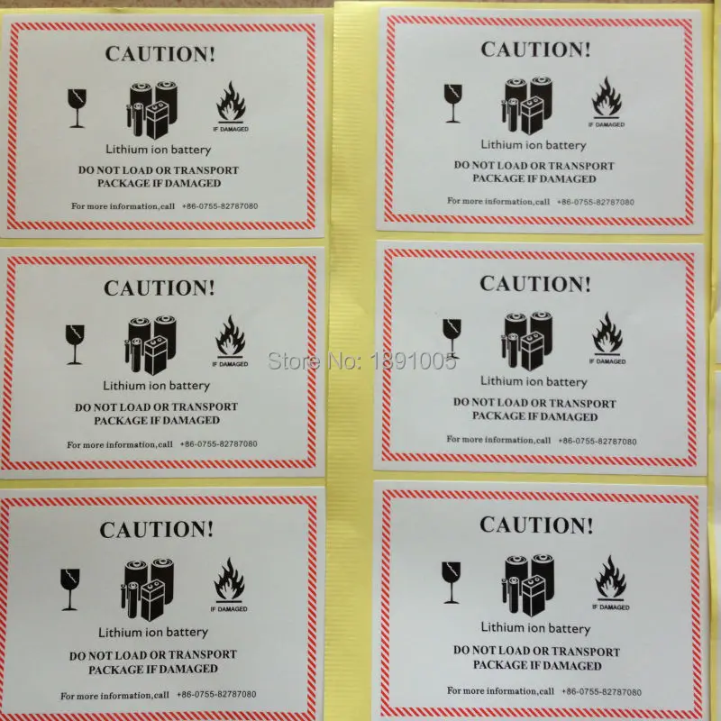 Cell phone lithium battery fire and explosion friable Warning stickers ...