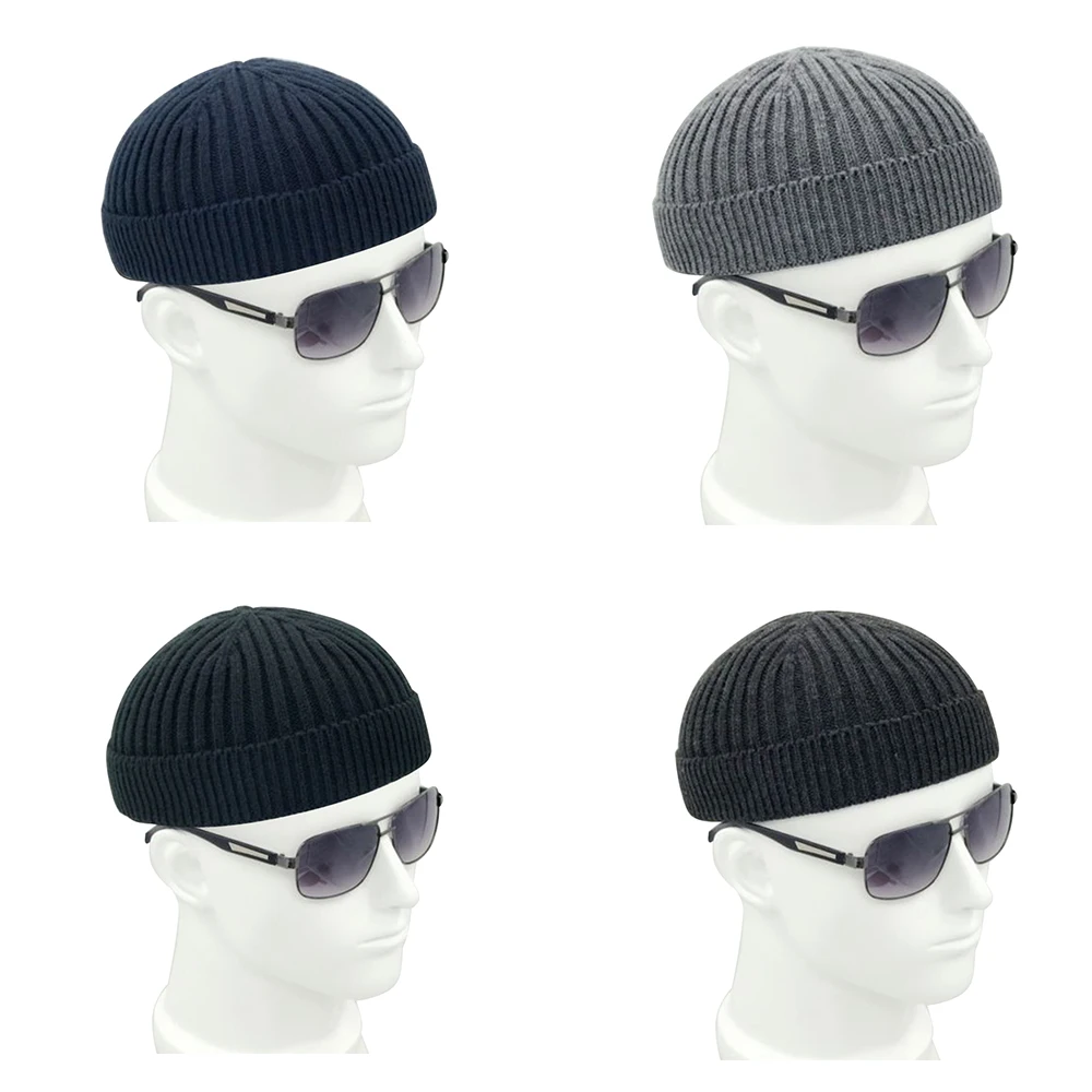 Men Knitted Hat Beanie Skullcap Sailor Cap Cuff Brimless Retro Fashion ...