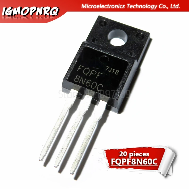20pcs free shipping FQPF8N60C 8N60C 8N60 600V 8A MOSFET N Channel ...