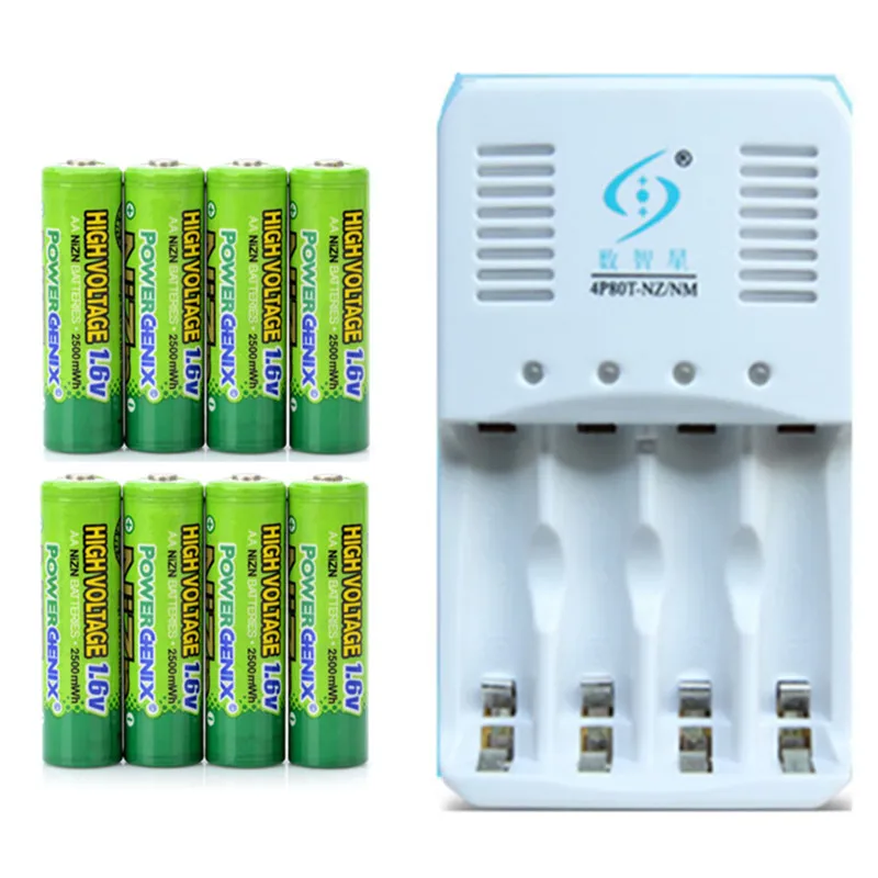 8Pcs NiZn Ni Zn 1.6V AA 2500mWh Rechargeable Battery + NiZn smart ...