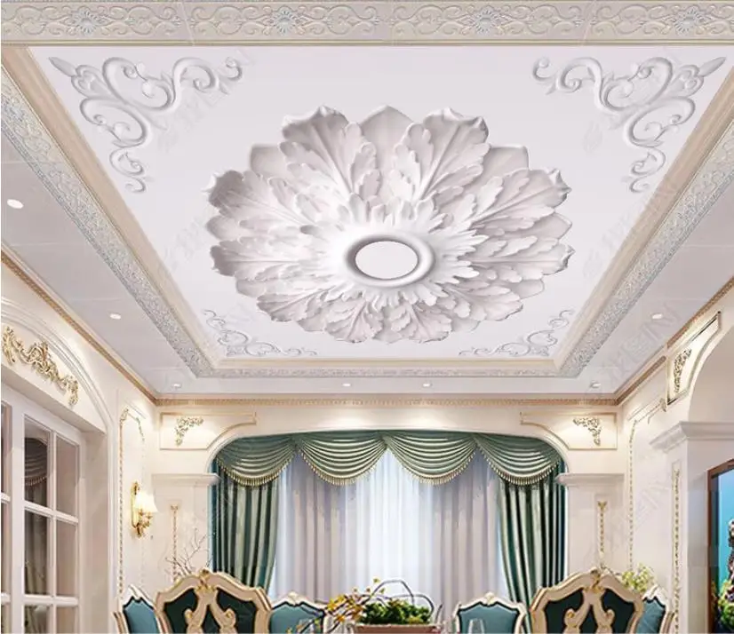 3d Photo Wallpaper Ceiling Room Custom Mural Embossed Flowers 3d Living