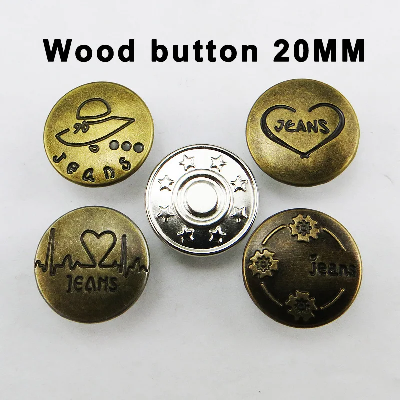 30PCS 20MM metal heart jeans button sewing clothes accessories ...