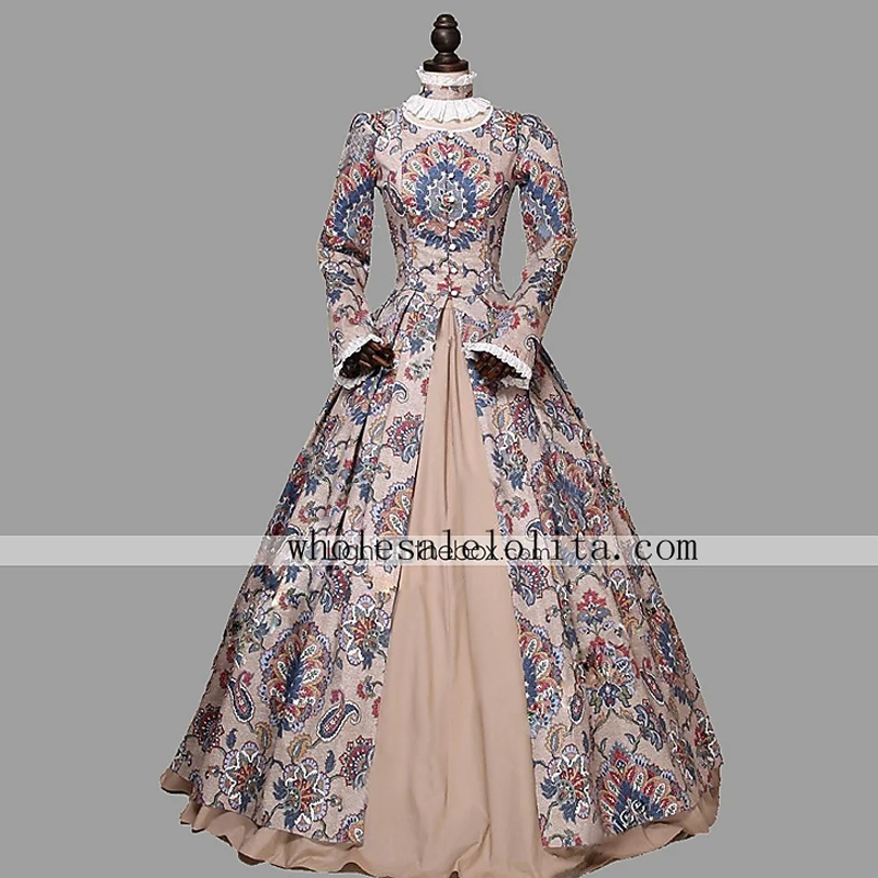 Victorian Renaissance Floral Dress Ball Gown Winter Princess Prom ...