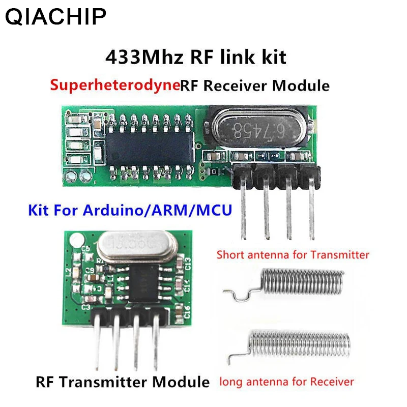 QIACHIP 433 Mhz Superheterodyne RF Receiver and Transmitter Module For ...
