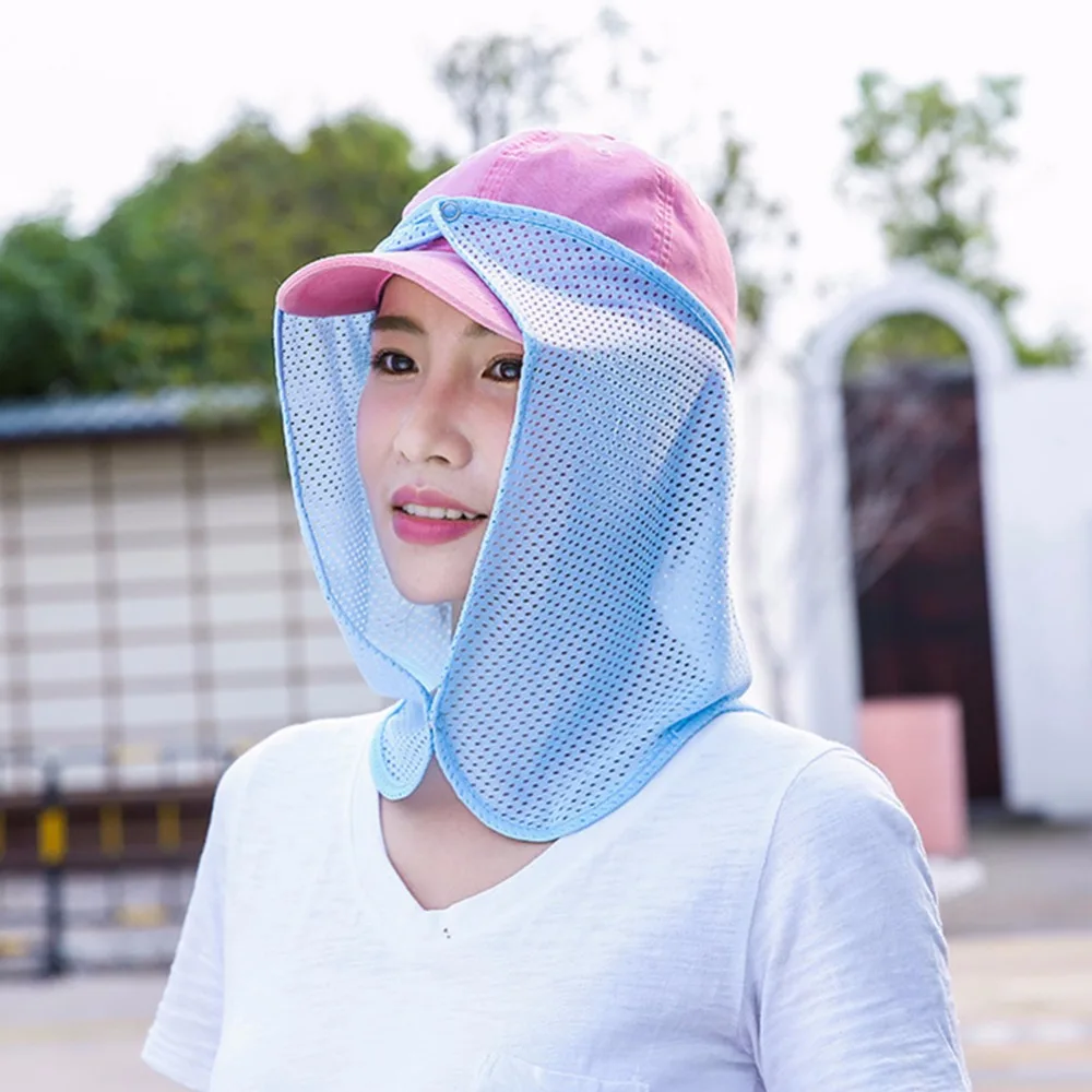 Sun Mask Sunshade Uv Protection Polyester Mesh Breathable Flap Hat ...