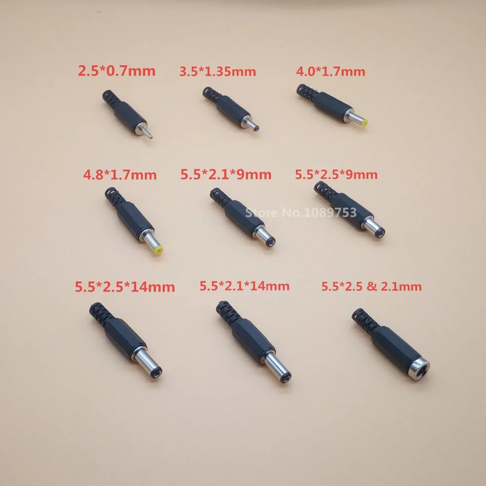 20pcs Male Dc Connector Jack Plug 2.1mm / 2.5mm / 1.7mm / 1.3mm / 0.7mm ...