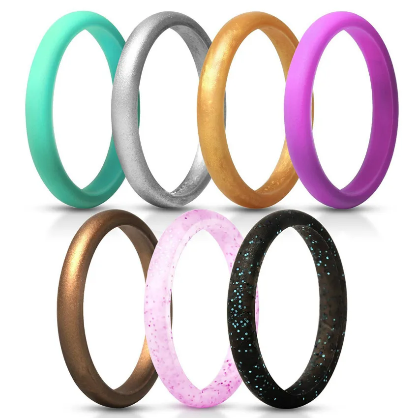 Colorful 7pc/set 2.7mm Size 4 10 Sports Rubber Finger Rings Food Grade ...