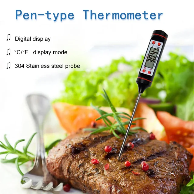Digital Meat Thermometer Cooking Food Kitchen BBQ Probe Water Milk Oil ...